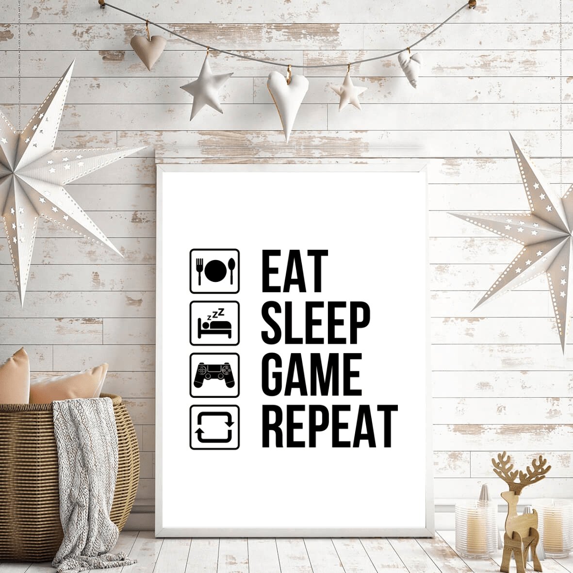 Eat Sleep Game Repeat poster – Plakatbar.no