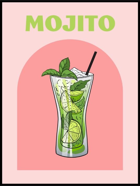 Mojito - Retro Cocktail Plakat – Plakatbar.no