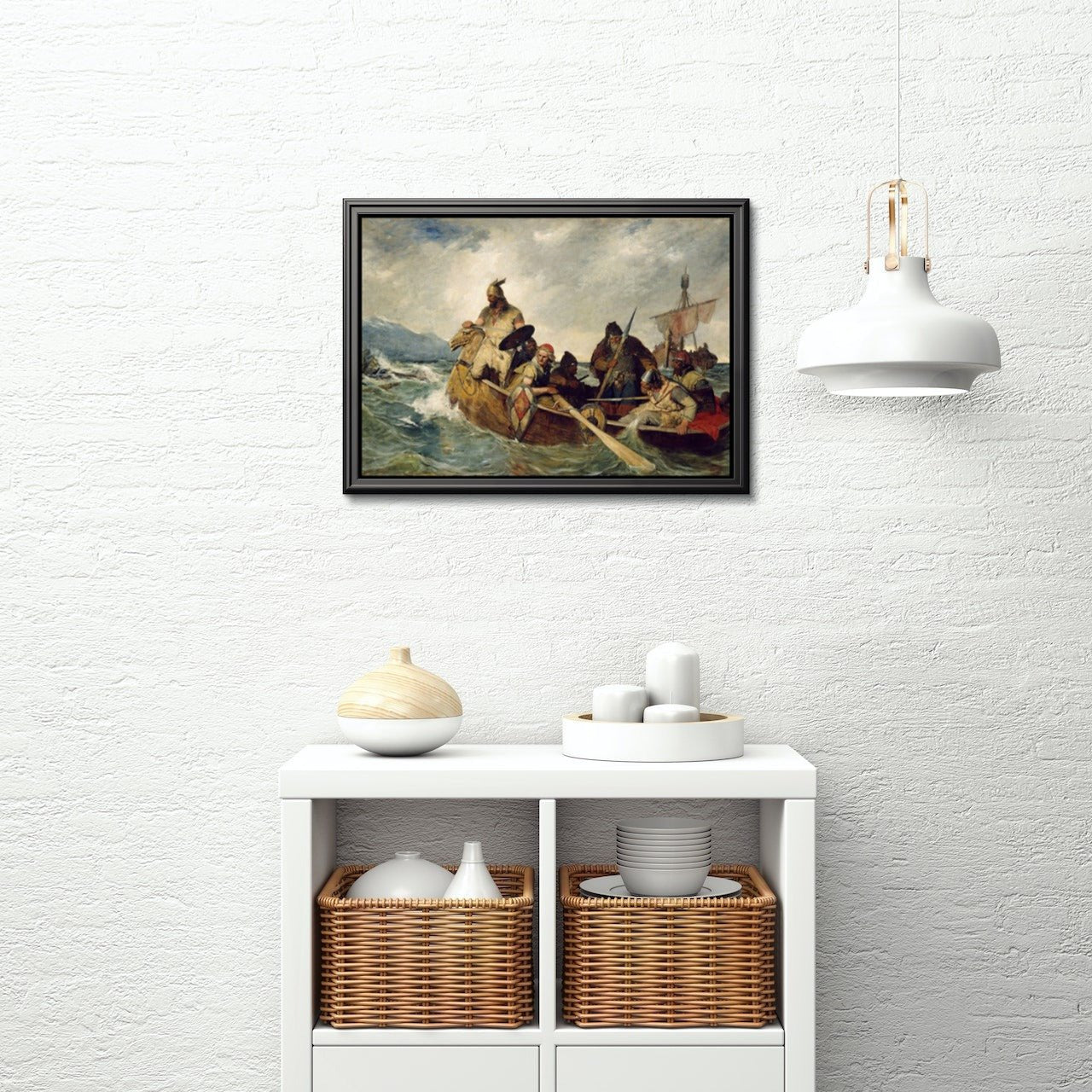 "Nordmennene lander på Island i 872" av Oscar Wergeland - plakat eller ...