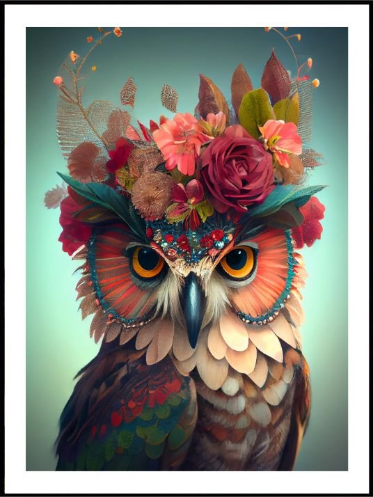 Owl Flower Poster – Plakatbar.no