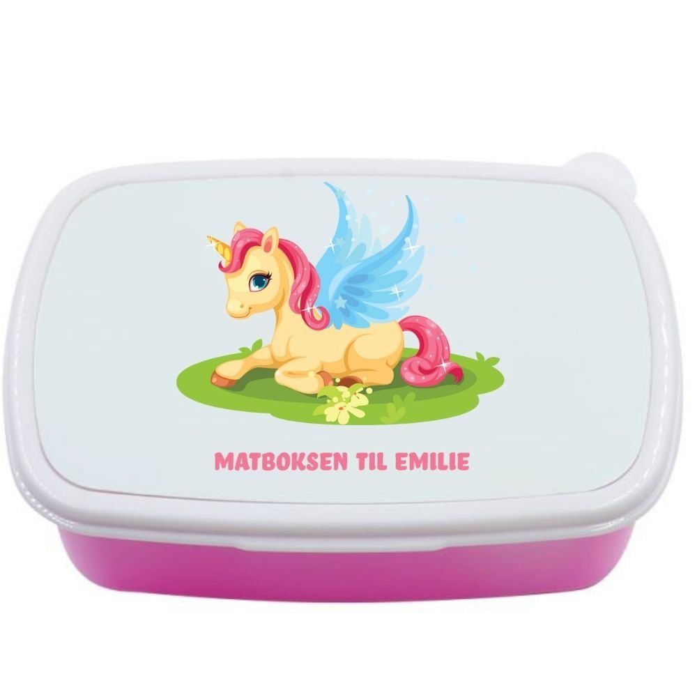 Matboks med eget navn og søte motiver - Rosa eller blå – Plakatbar.no