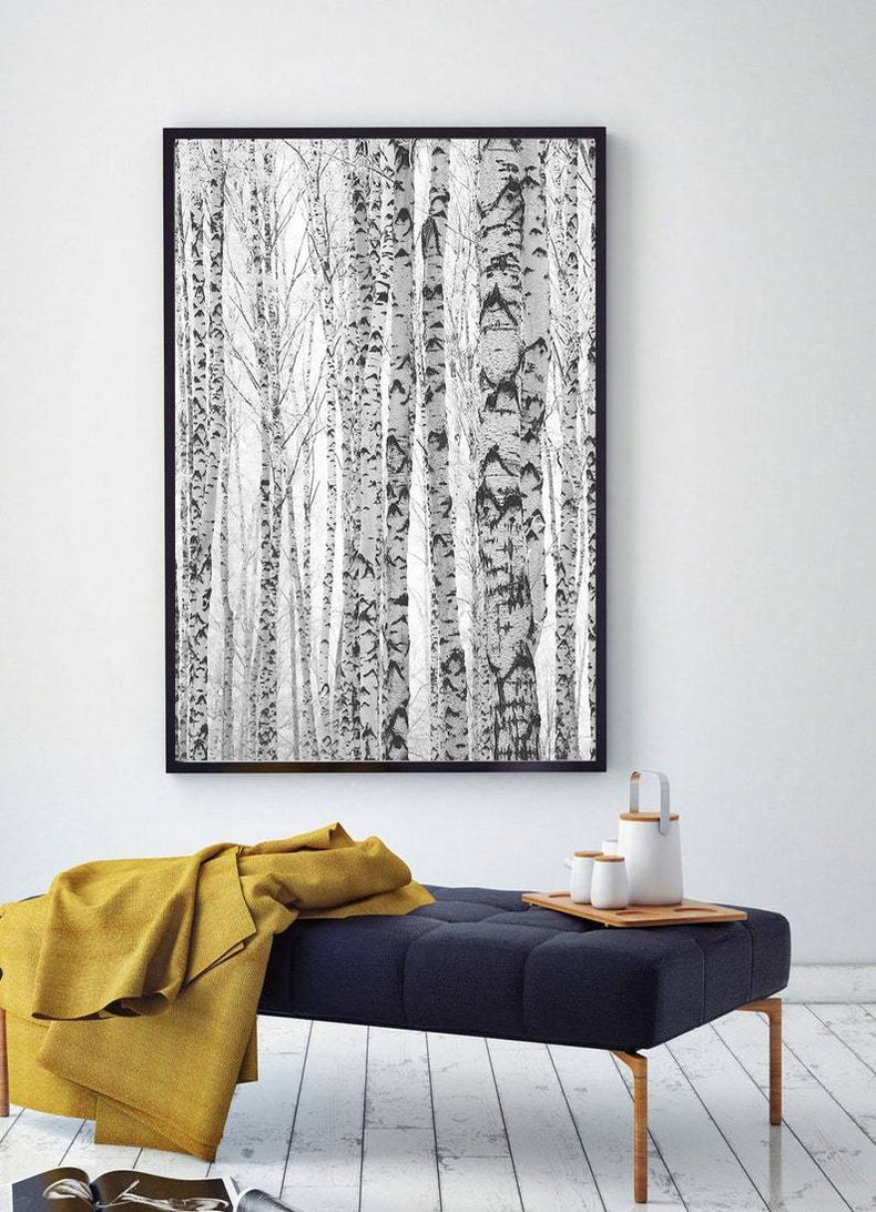 Sort og hvitt - trær og hjort - 3 motiver — Plakatbar.no