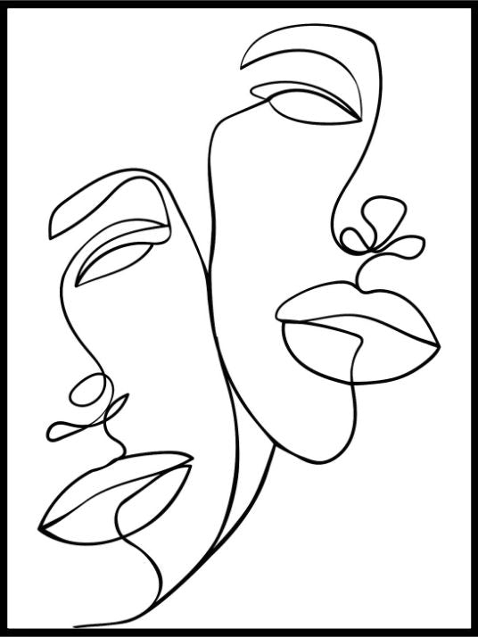 Two face Line Art Poster — Plakatbar.no